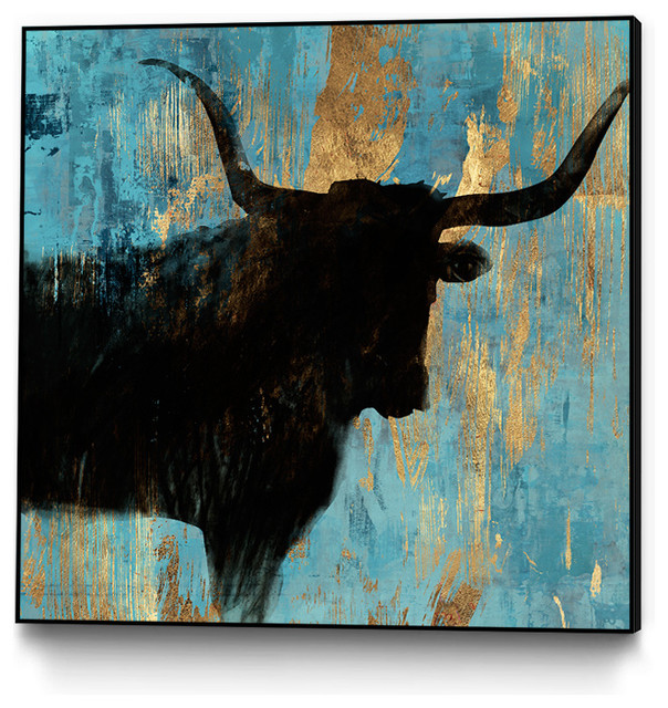 "Bison I" Art block Framed Canvas, 20"x20" - Southwestern - Prints And ...