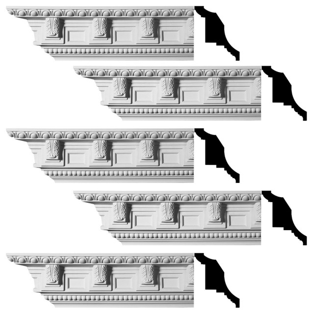 Ornate Cornice White Urethane 95" L Edinburgh | - Transitional ...
