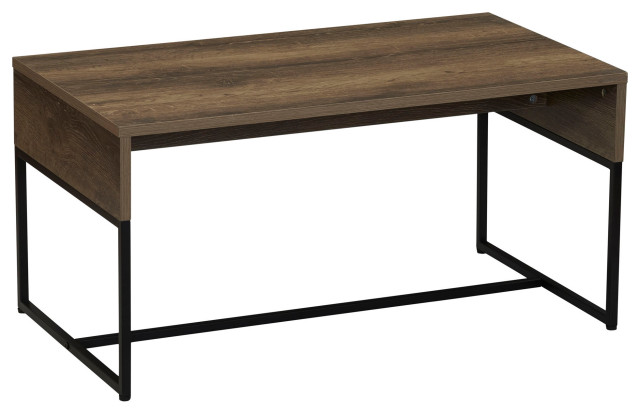 Wrap Rectangular Coffee Table Ashwood Rustic Wood Grain and Black Metal ...