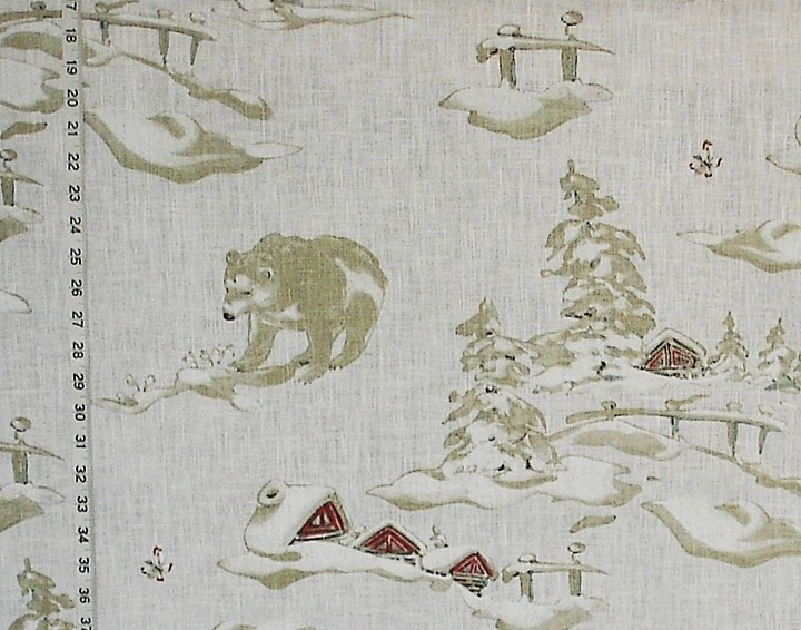 Winter Fabric Bear Snow Alpine Cabin Lodge Decor White, Standard Cut ...