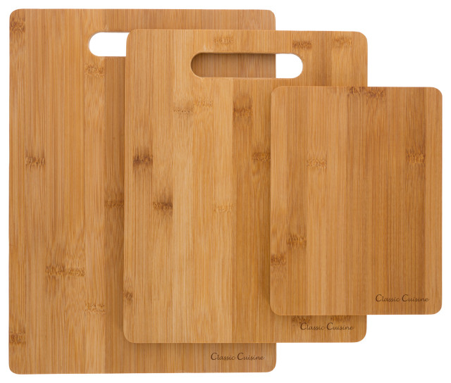 3-Piece Bamboo Cutting Board Set Eco-Friendly Chopping and Serving Boards - Modern - Cutting ...