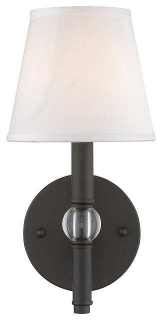 Waverly 1 Lt Sconce, Rubbed Bronze, Classic White Fabric Shade (3500-1W ...