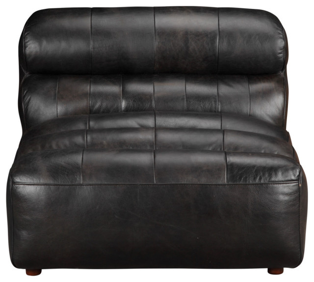 Black Top Grain Leather Signature Modular Slipper Chair - Contemporary ...