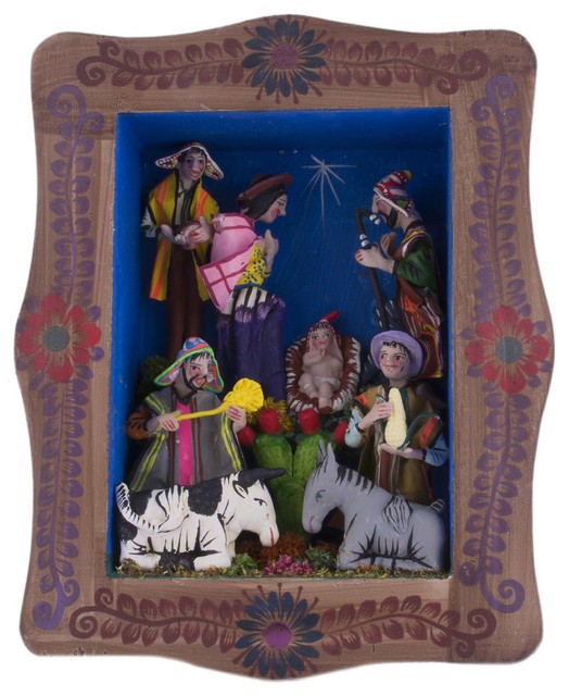 Peruvian Nativity Wood Wall Retablo - Southwestern - Wall Accents - by ...