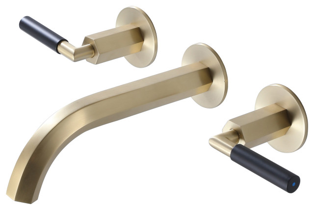 Wall Mounted Dual Handles Bathroom Sink Faucet - Contemporary ...