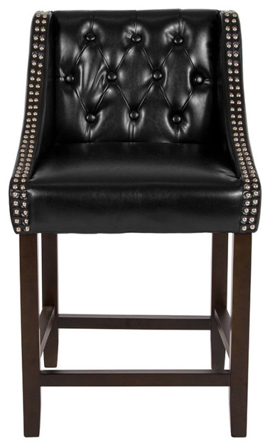 Carmel Series 24" Transitional Tufted Walnut Counter Height Stool ...