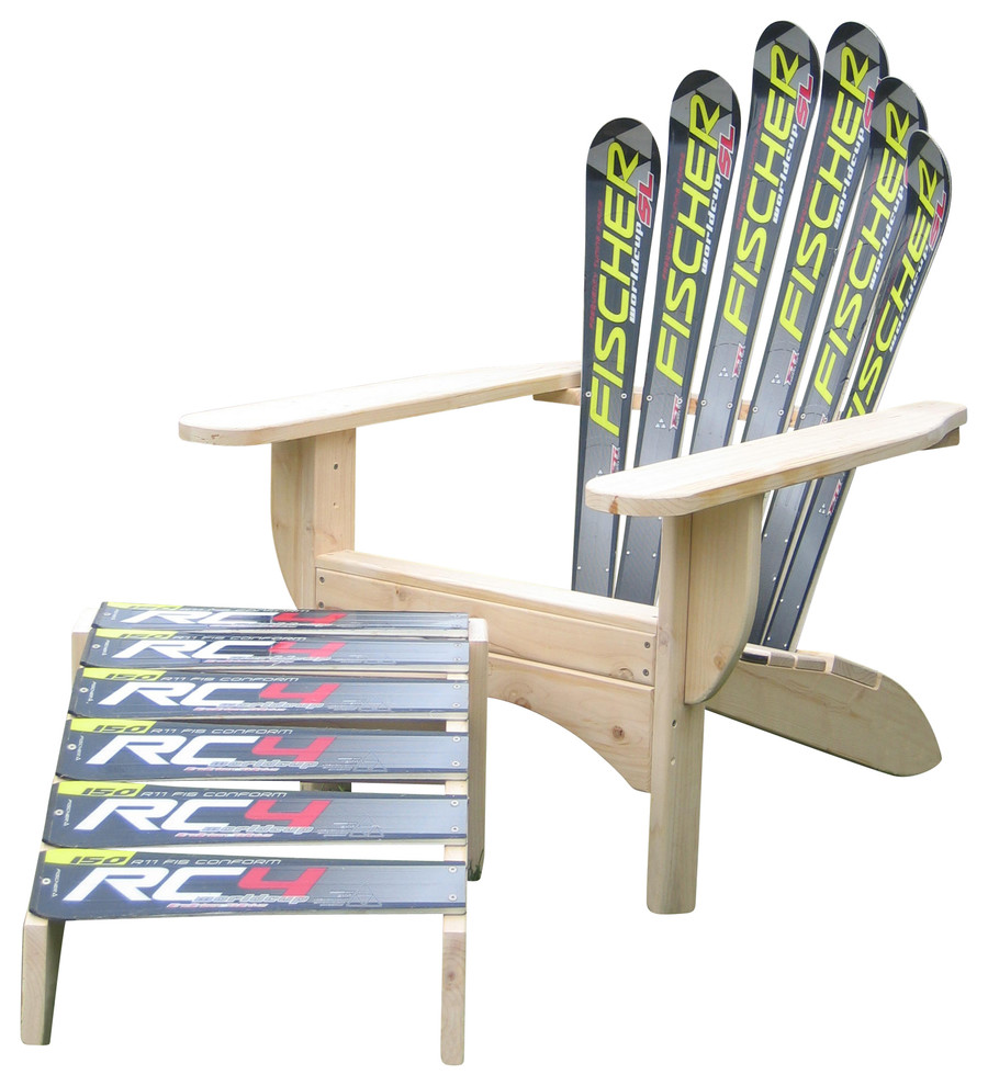 Snow Ski Skichair and Ottoman Black Fisher - Transitional - Adirondack ...