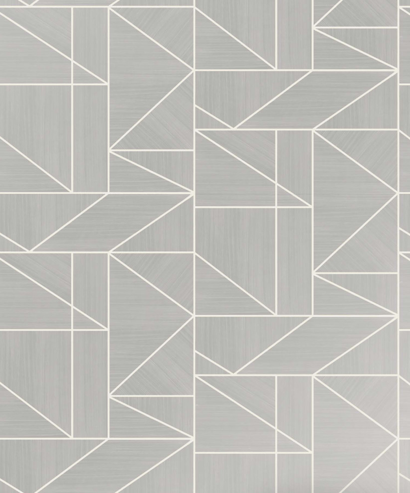 Ina Silver Geometric Wallpaper - Contemporary - Wallpaper - by Brewster ...