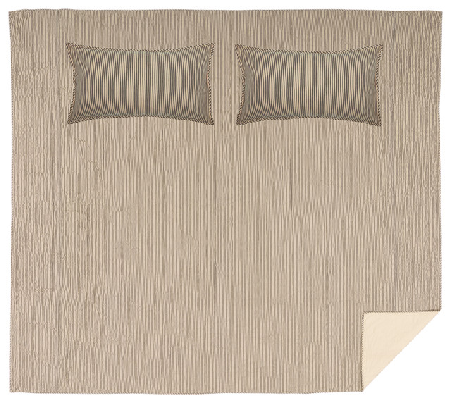 White Farmhouse Bedding Miller Farm Ticking Stripe Quilt Set Cotton