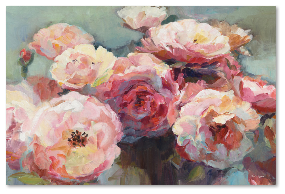 Marilyn Hageman 'Wild Roses' Canvas Art, 19"x12" - Contemporary ...