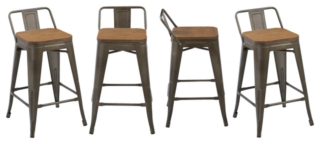 Gauer Metal Indoor/Outdoor Bar Stools, Set of 4, 30", Counter Stool ...