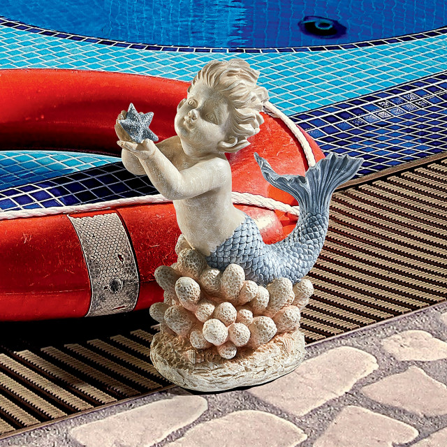 Design Toscano Little Boy Mermaid Swimming Statue - Beach Style ...