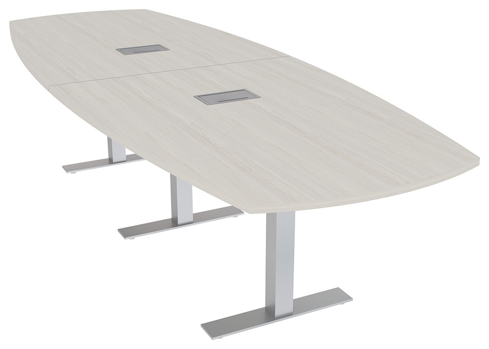 12 Person Arc Boat Modular Powered Conference Table Metal T-Bases ...