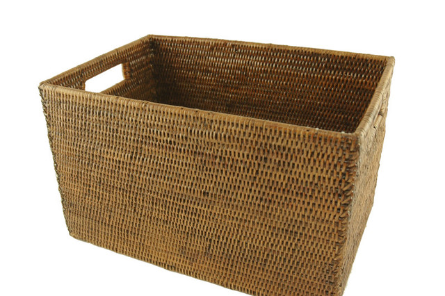 Rattan Rectangle Storage Basket - Tropical - Baskets - by Hudson & Vine ...