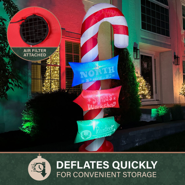 8 ft Tall Prelit Directional Sign Inflatable - Modern - Outdoor Holiday ...