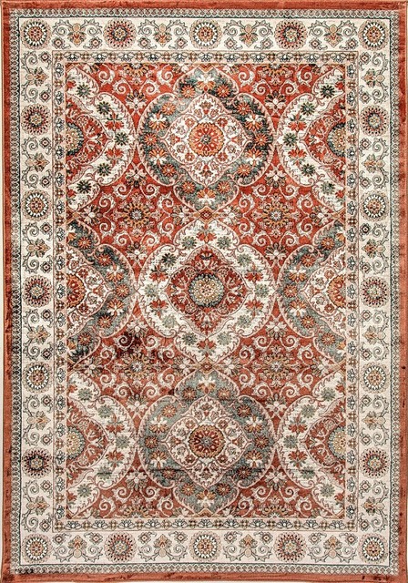 Venice 1578-106 Area Rug, Rust and Cream, 7'10"x10'10" - Traditional ...