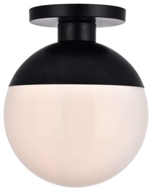 Eclipse 1-Light Flush Mount, Black With Frosted White Glass - Contemporary - Flush-mount Ceiling ...