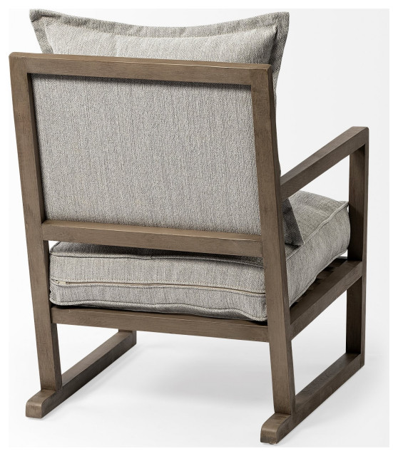 Wooden Accent Chair With Ash Gray Cushions - Transitional - Armchairs ...