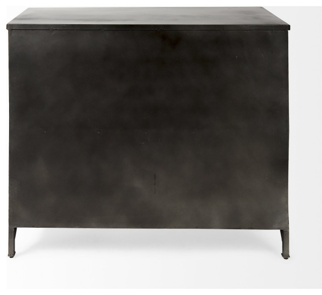 Rustic Black Metal Cabinet With Glass Doors - Industrial - Accent ...