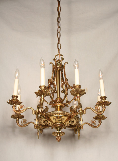 Victorian Brass Chandelier with Griffin Accents, c. 1945 - Traditional ...