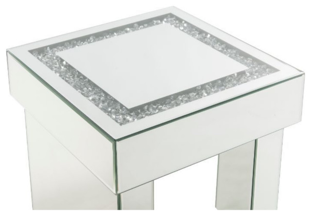 End Table, Mirrored and Faux Diamonds - Contemporary - Side Tables And ...