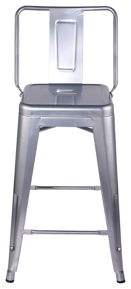 Highback Silver Metal Bar Stools Set of 1 - Industrial - Bar Stools And ...