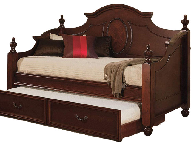 HomeRoots 83" X 43" X 56" Cherry Pine Wood Twin Daybed - Traditional ...