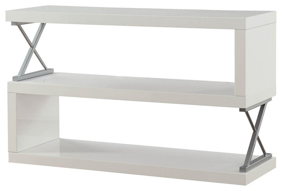 Contemporary Style S Shaped 3 Layer Shelf, White - Contemporary ...