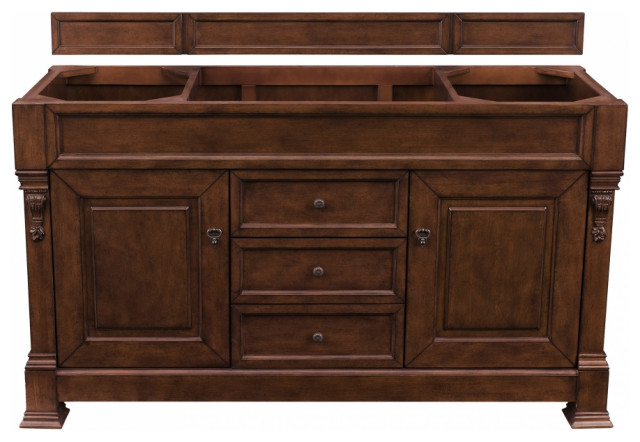 60" Warm Cherry Single Sink Bathroom Vanity White Quartz, James Martin ...