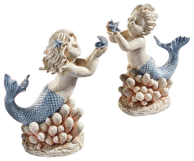 Design Toscano Gifts From The Sea Mermaid & Merboy, 2-Piece Set - Beach ...
