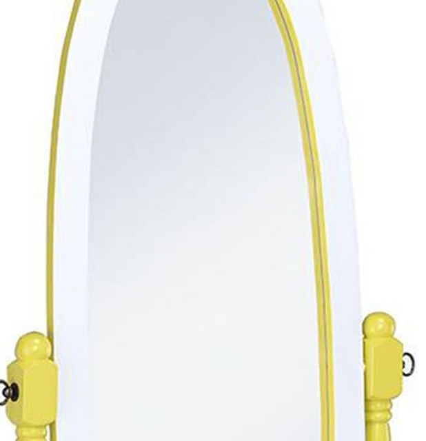 Pretty Yellow and White Cheval Standing Oval Mirror - Contemporary ...