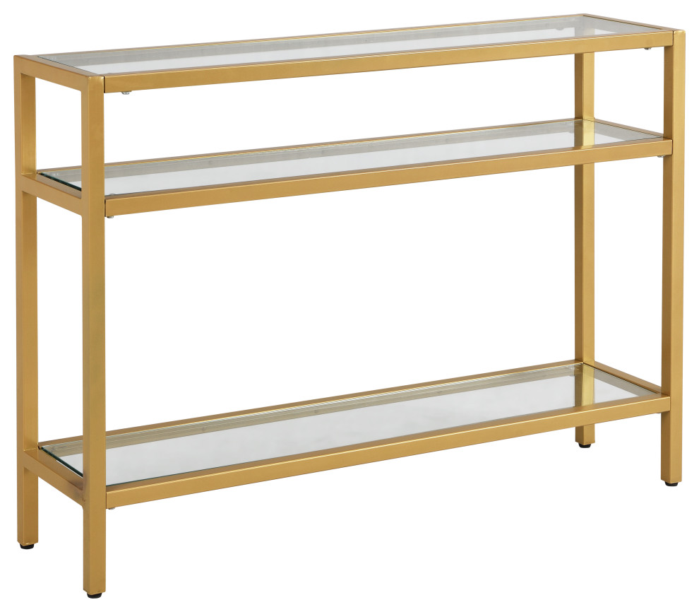 Chrysalis 3 Tier Glass Top Console, Gold - Contemporary - Console ...