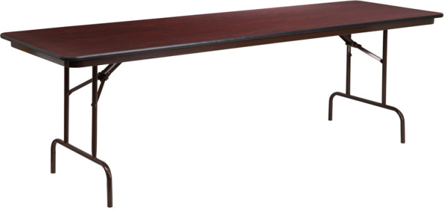 8-Foot Mahogany Melamine Laminate Folding Banquet Table - Contemporary ...