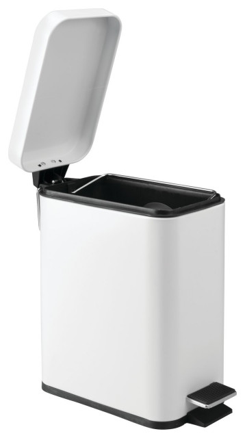 Rectangle Step Can 5L White, 12.8/10.3/5.65 - Modern - Trash Cans - by ...