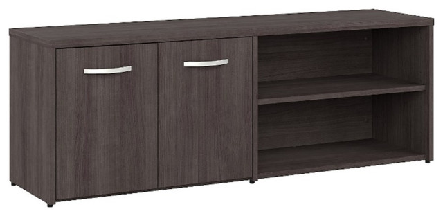 Studio A Low Storage Cabinet with Doors in Platinum Gray - Engineered ...