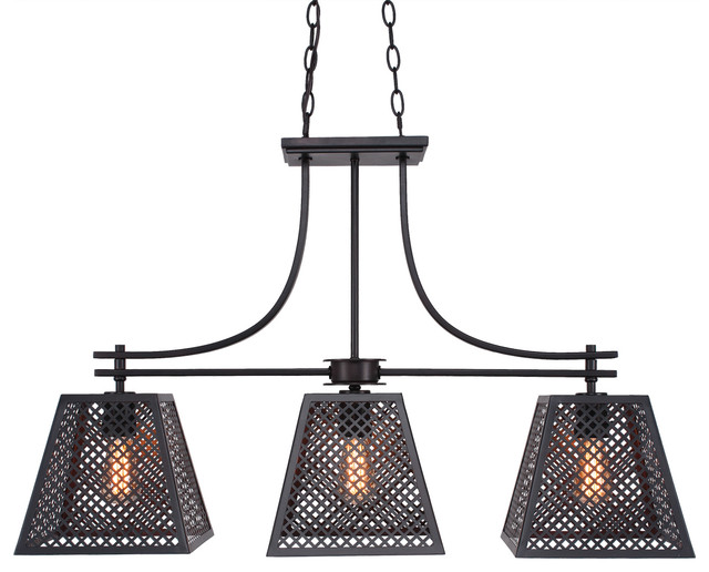 Corbello 3-Light Island Bar, 9.5" Espresso Shades and Amber Antique LED ...