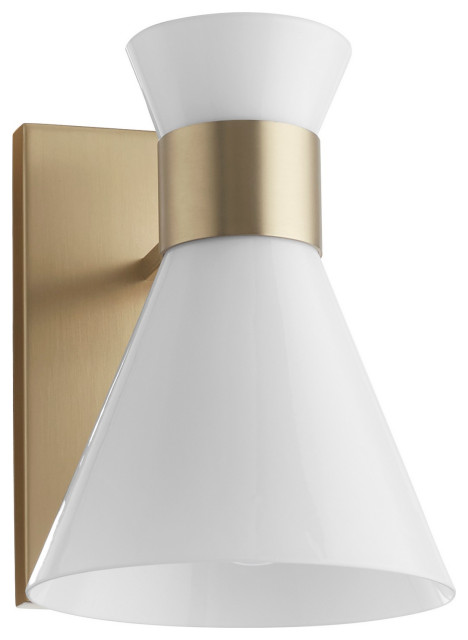 Beldar Wall Mount, Aged Brass W/ Gloss Opal - Transitional - Wall ...