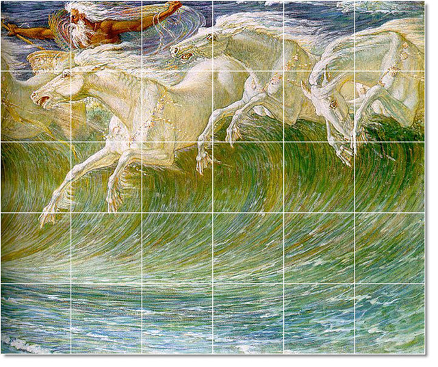 Walter Crane Mythology Painting Ceramic Tile Mural #182, 72" Wide x 60 ...
