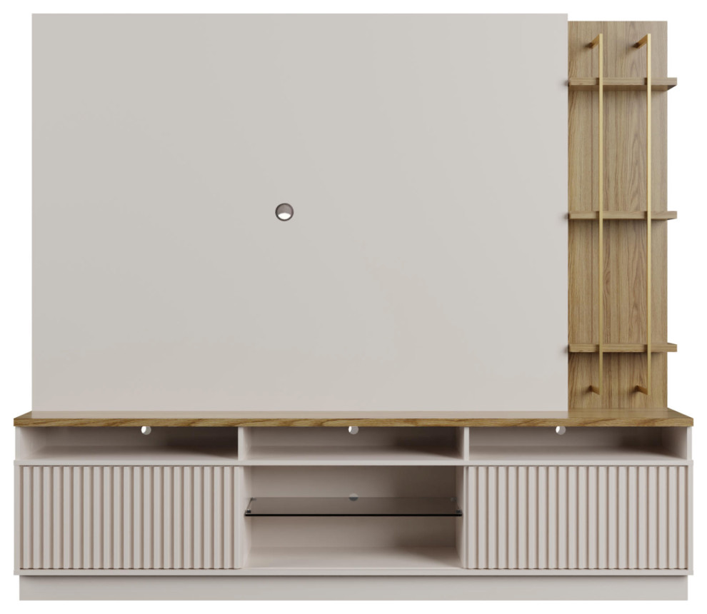 Pomander 85.27 Free Standing Entertainment Center in Off White Gloss ...