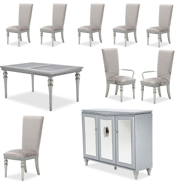 Melrose Plaza 10-Piece Rectangular Dining Room Set - Contemporary ...