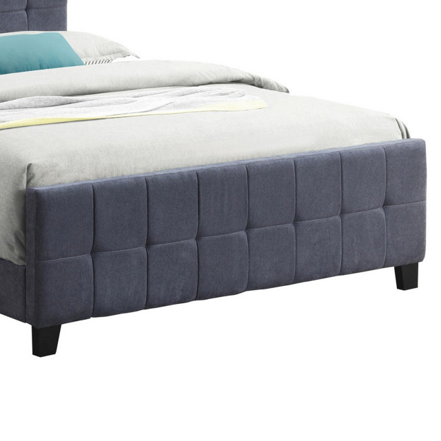 Benzara BM283013 Modern Wood King Size Bed, Grid Tufted Gray Fabric ...
