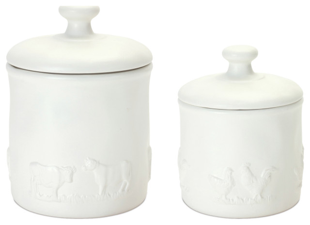 Ceramic Farm Animal Canister, 2-Piece Set - Farmhouse - Holiday ...