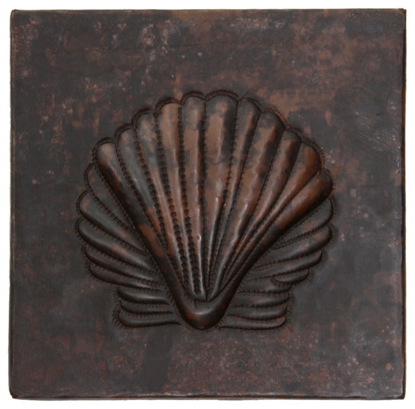 Sea Shell Design Copper Tile (TL334), 2x2 - Beach Style - Wall And ...