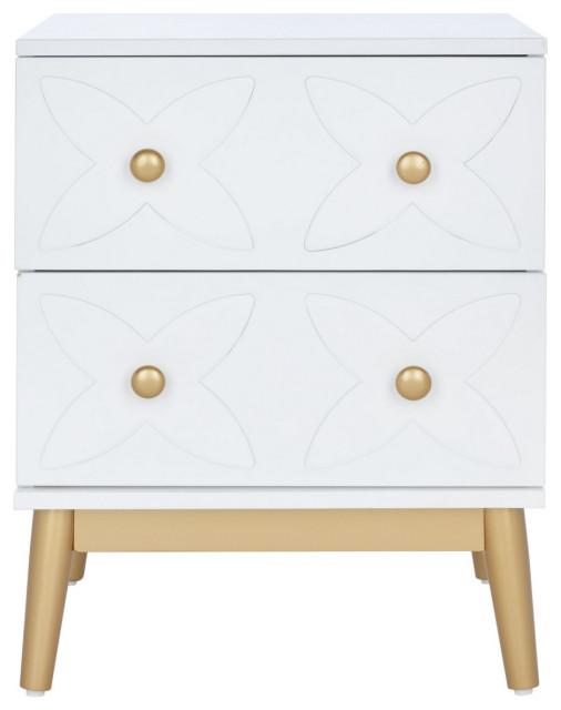 Safavieh Ottoline 2 Drawer Patterned Nst, White/Gold, #N/A - Midcentury ...