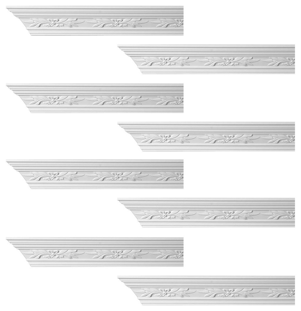 Ornate Cornice White Urethane Wednesbury Design 8 Pieces Totaling 768 ...