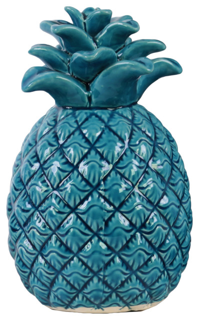 Ceramic Pineapple Figurine Gloss Finish - Tropical - Decorative Objects ...