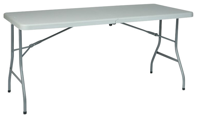 5 foot Light Gray Resin Multi Purpose Center Fold Table with Wheels ...