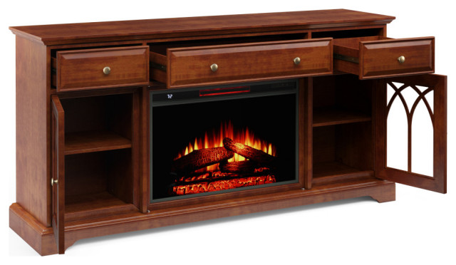 60'' Gothic Arch TV Stand With Electric Fireplace - Transitional ...