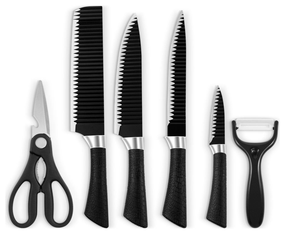 6 PCS Kitchen Knives Set Japanese Damascus Chef Knives Cleaver Set Gift ...