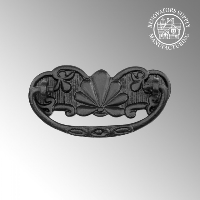4" Black Kitchen Cabinet Pull Handle Antique Scalloped Renovators ...